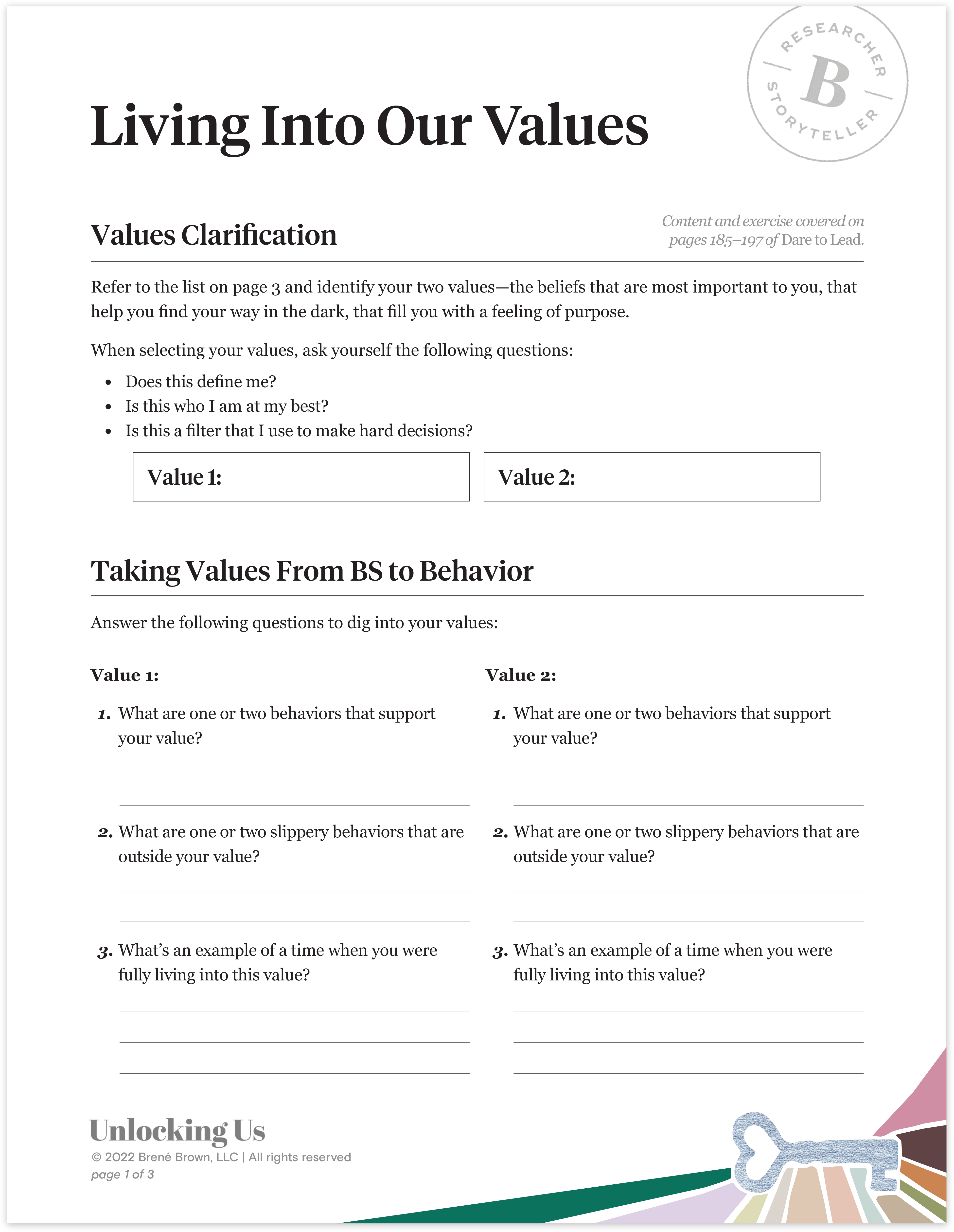 Living Into Our Values Bren Brown